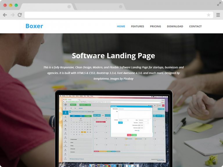 Boxer - Software Landing Page Free HTML5 Template - ThemeWagon
