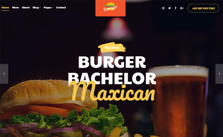 Burger Free Bootstrap 4 HTML5 Responsive Food Website Template
