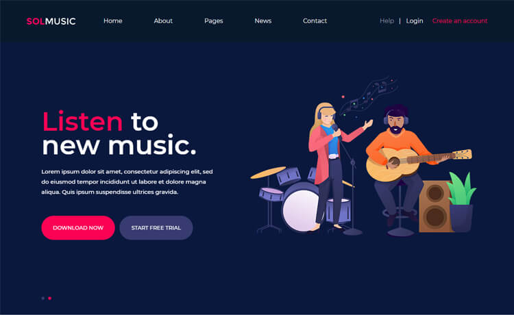 Solmusic Free Bootstrap 4 HTML5 Music Website Template