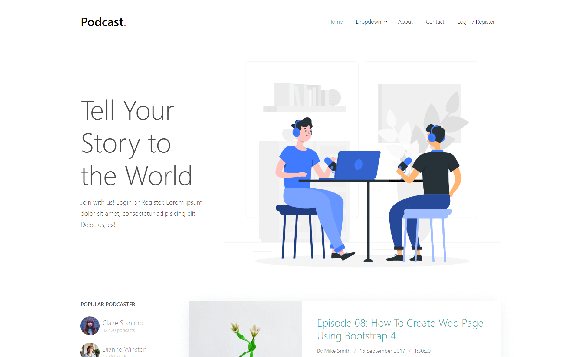 Podcast - Free Bootstrap 4 HTML5 Responsive Musical Website Template Podcast - Free Bootstrap 4 HTML5 Responsive Musical Website Template