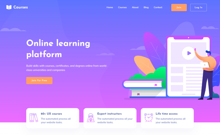 Courses - Free Bootstrap 4 HTML5 Education Website Template