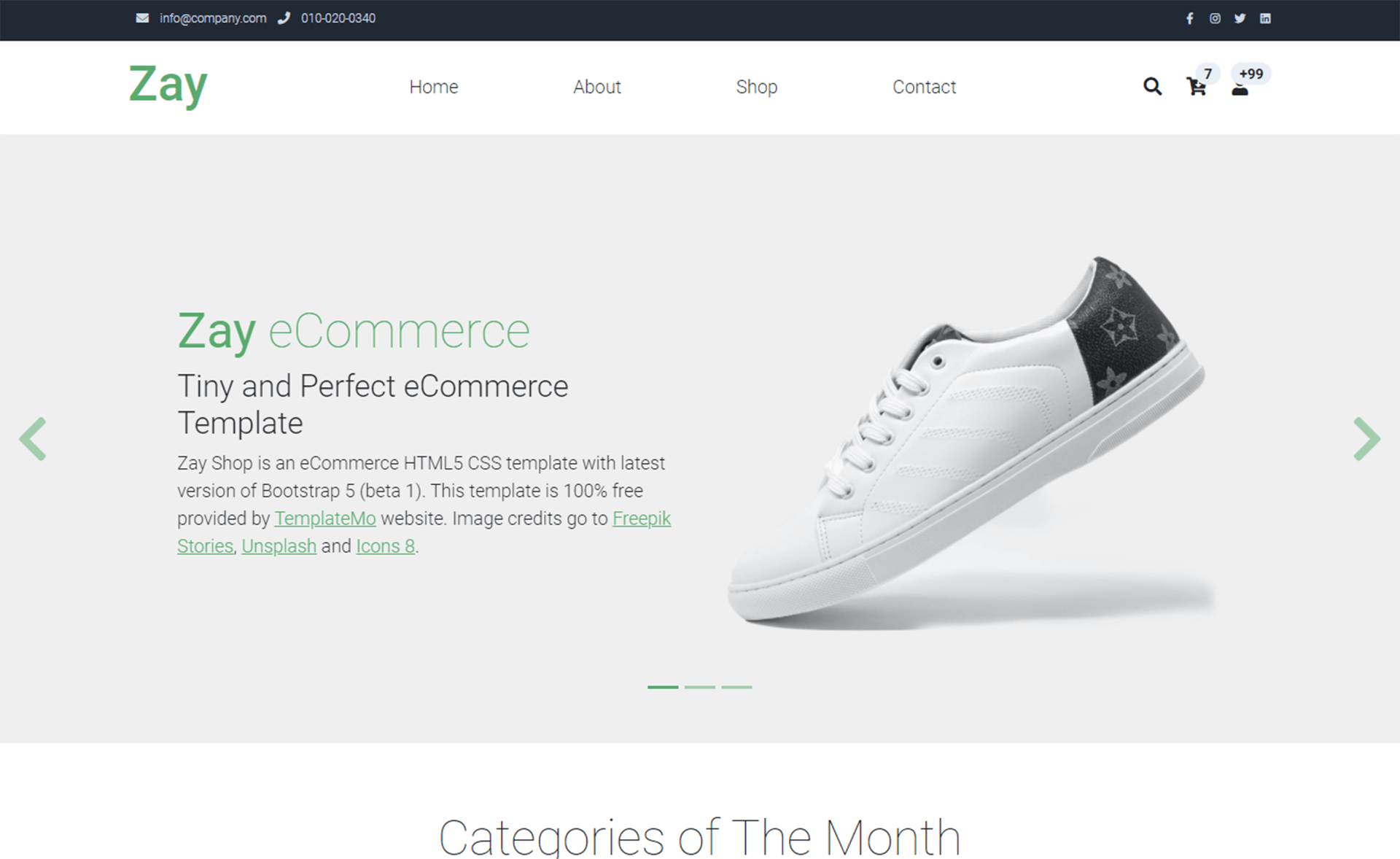 Zay Shop Free Bootstrap 5 HTML5 Responsive Ecommerce Website Template 
