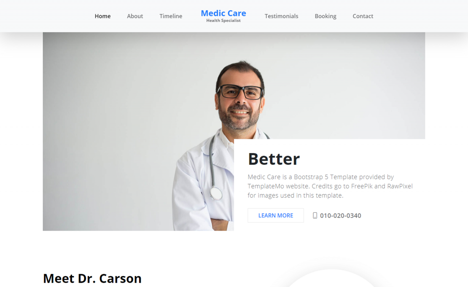 Medic Care - Free Bootstrap 5 HTML5 Healthcare Website Template ...