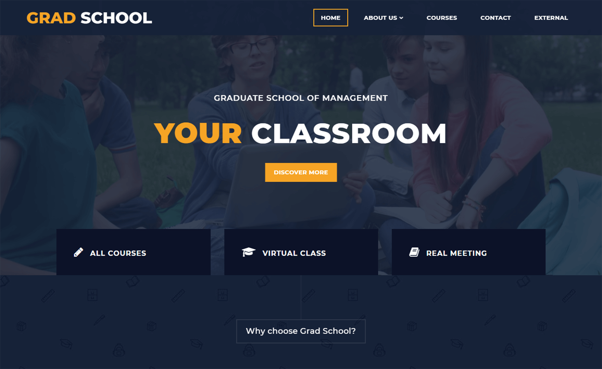 Grad School Free Bootstrap 4 HTML5 Educational Website Template