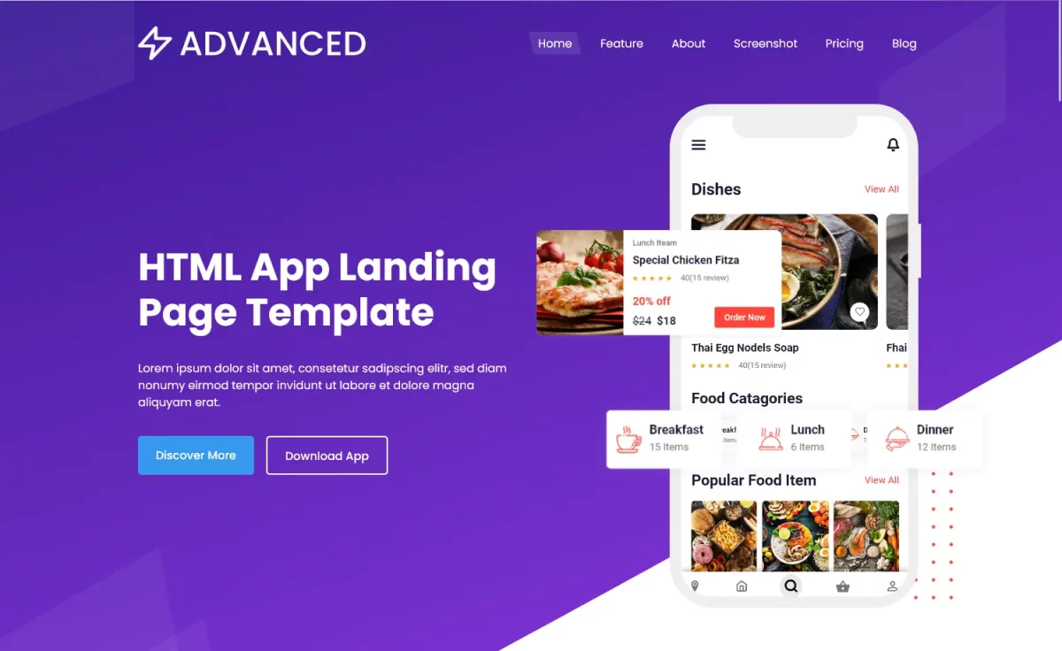 Advanced - Free Bootstrap App Landing Page Template - ThemeWagon