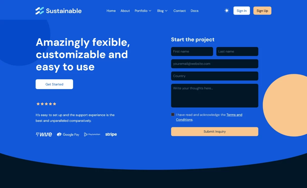 Sustainable - Free Tailwind CSS Next.js Portfolio Website Template ...