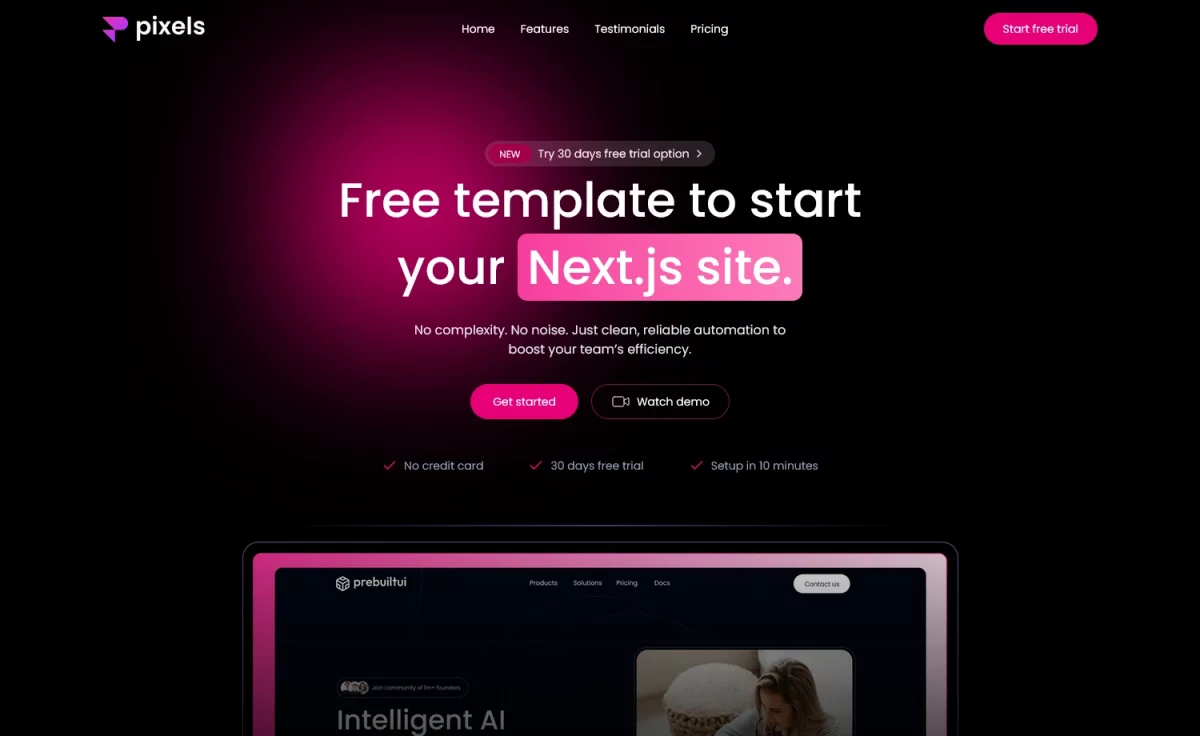 Pixels - Free Tailwind CSS Landing Page Template - ThemeWagon
