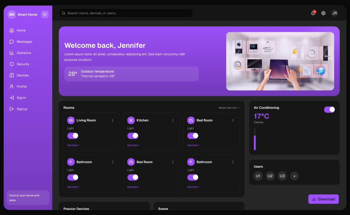 SmartHome - Free Tailwind CSS Admin Dashboard Template - ThemeWagon