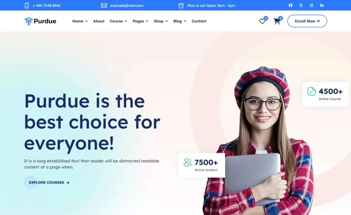 Purdue - Free Bootstrap 5 HTML5 Educational Website Template - ThemeWagon