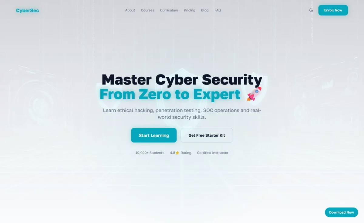 CyberSec - Free Tailwind CSS Educational Website Template - ThemeWagon
